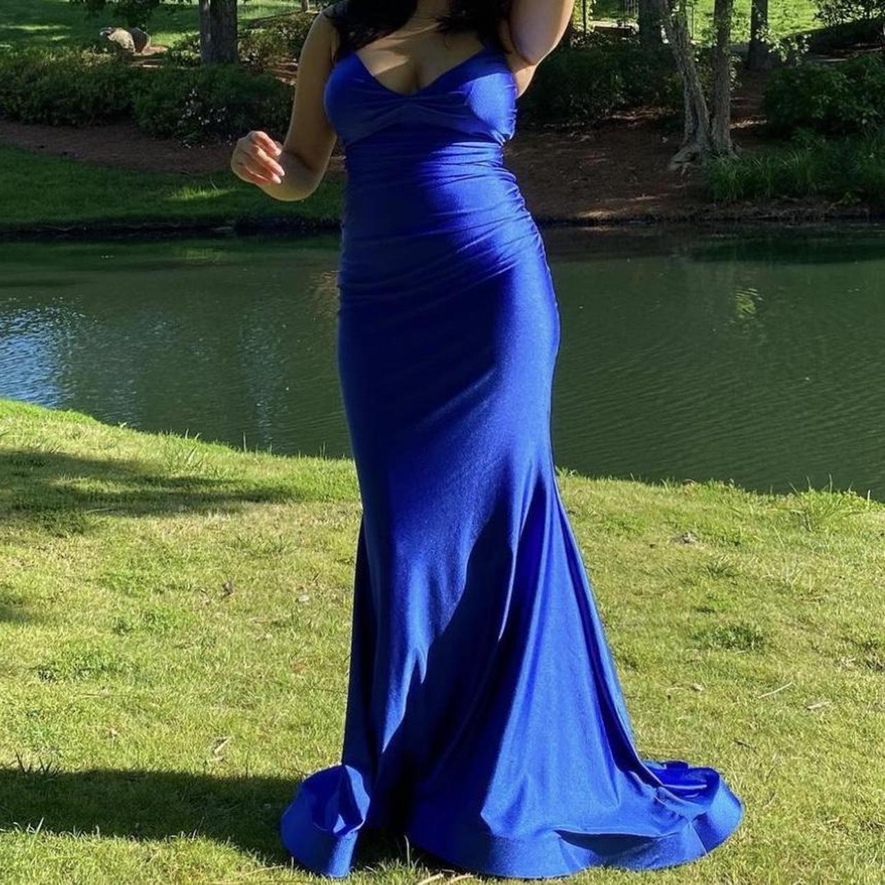 Bright blue prom dress. Perfect condition, worn... - Depop