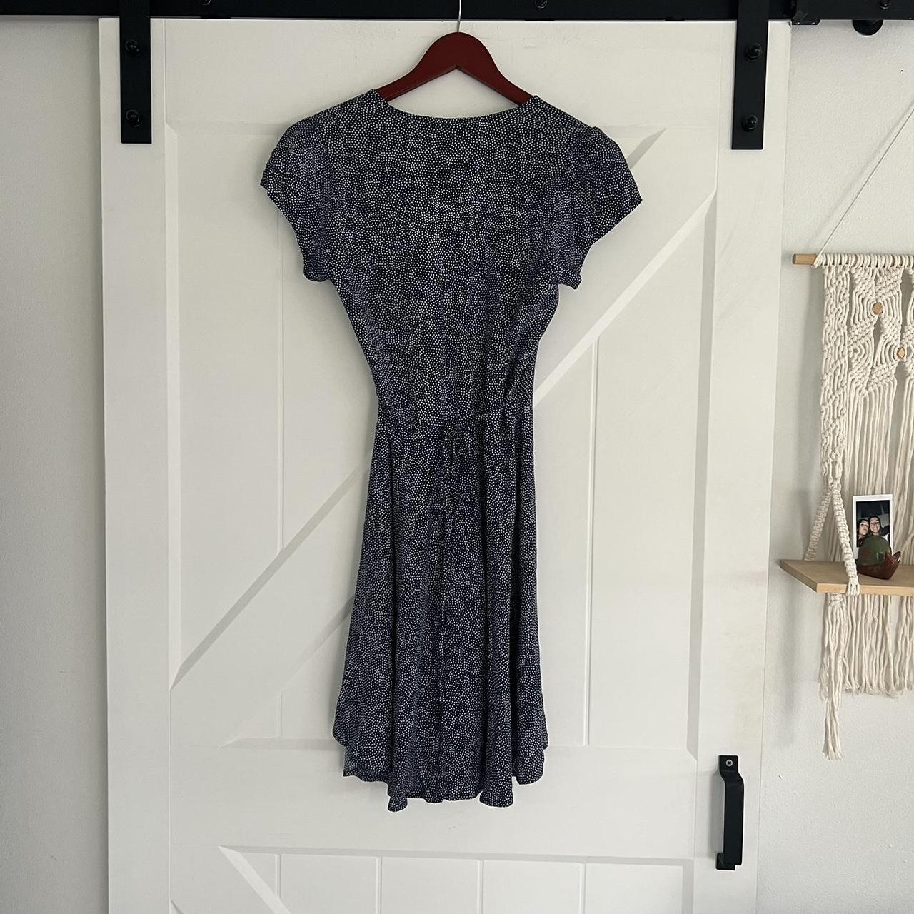 Rollas wrap dress Color: navy with white polka dots... - Depop