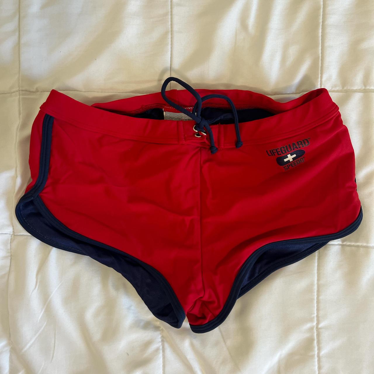 red lifeguard speedo bottoms good condition just... - Depop