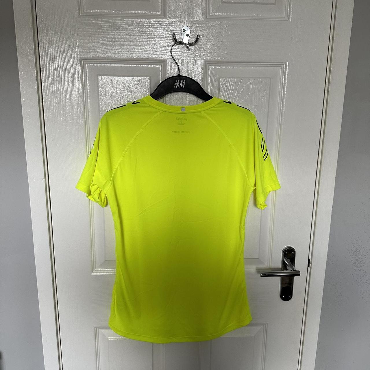 ASICS Men’s Neon Yellow Motion Dry Running T-Shirt... - Depop
