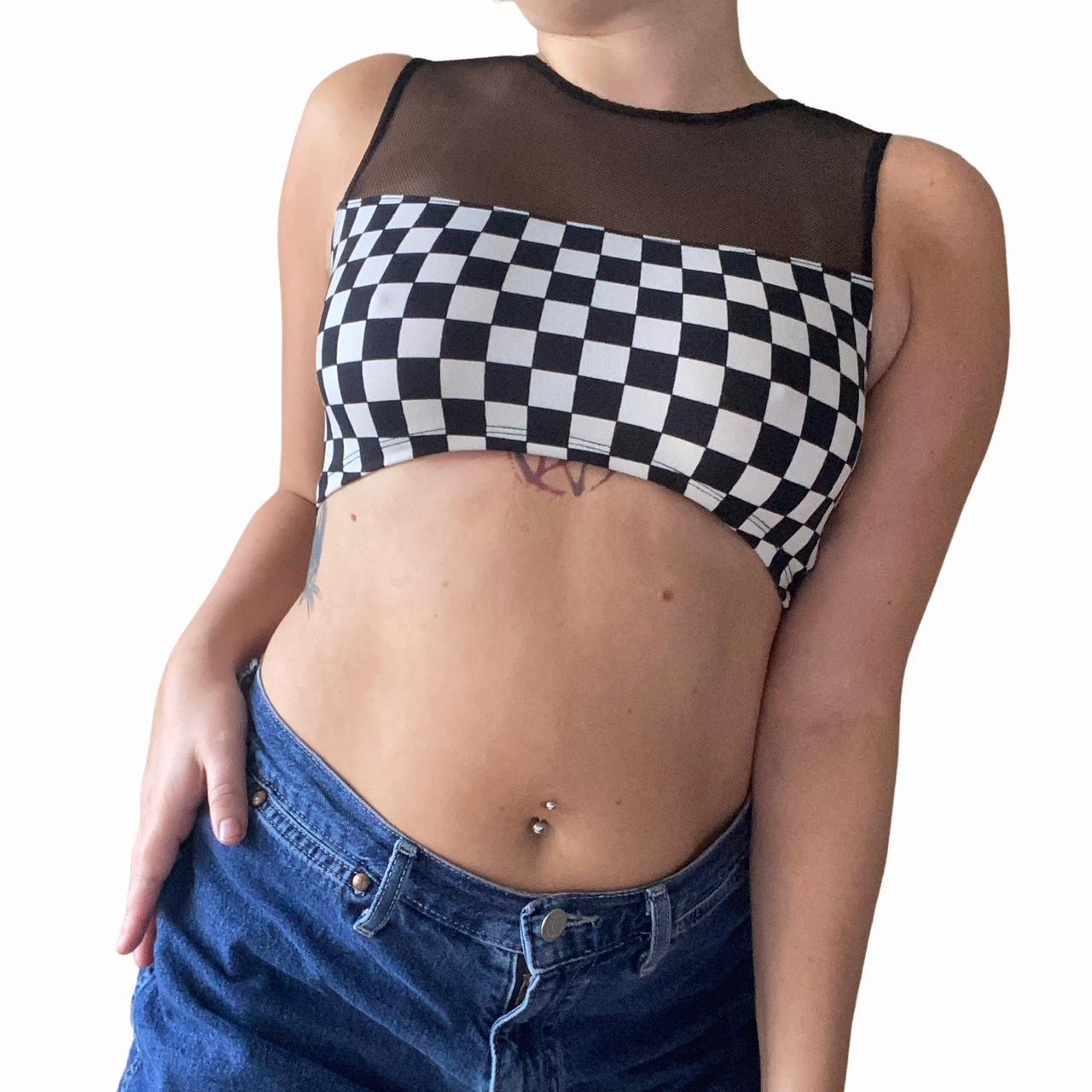 Super cropped mesh checkered tank. Sooo cute! Best... - Depop