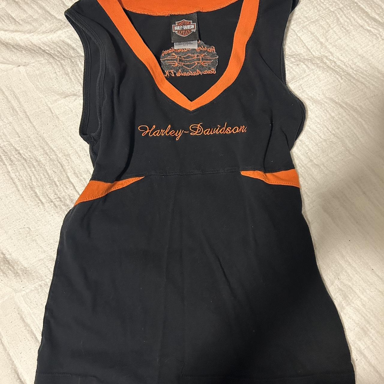 Harley Davidson Cheer top orange and black... - Depop