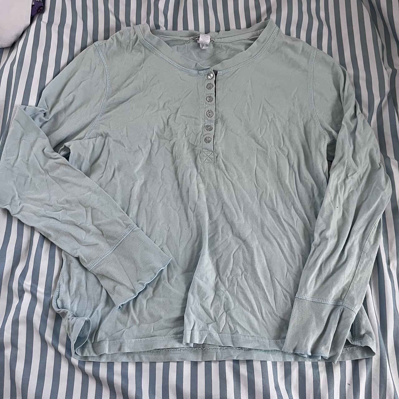 Baby blue button long sleeve #coquette #babyblue - Depop