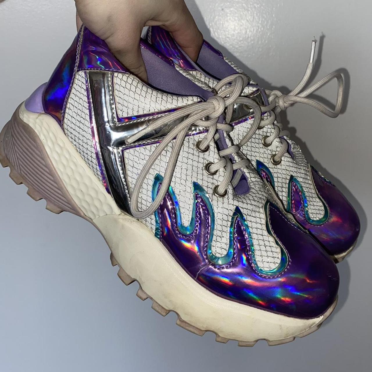 YRU Women's Purple and White Trainers | Depop