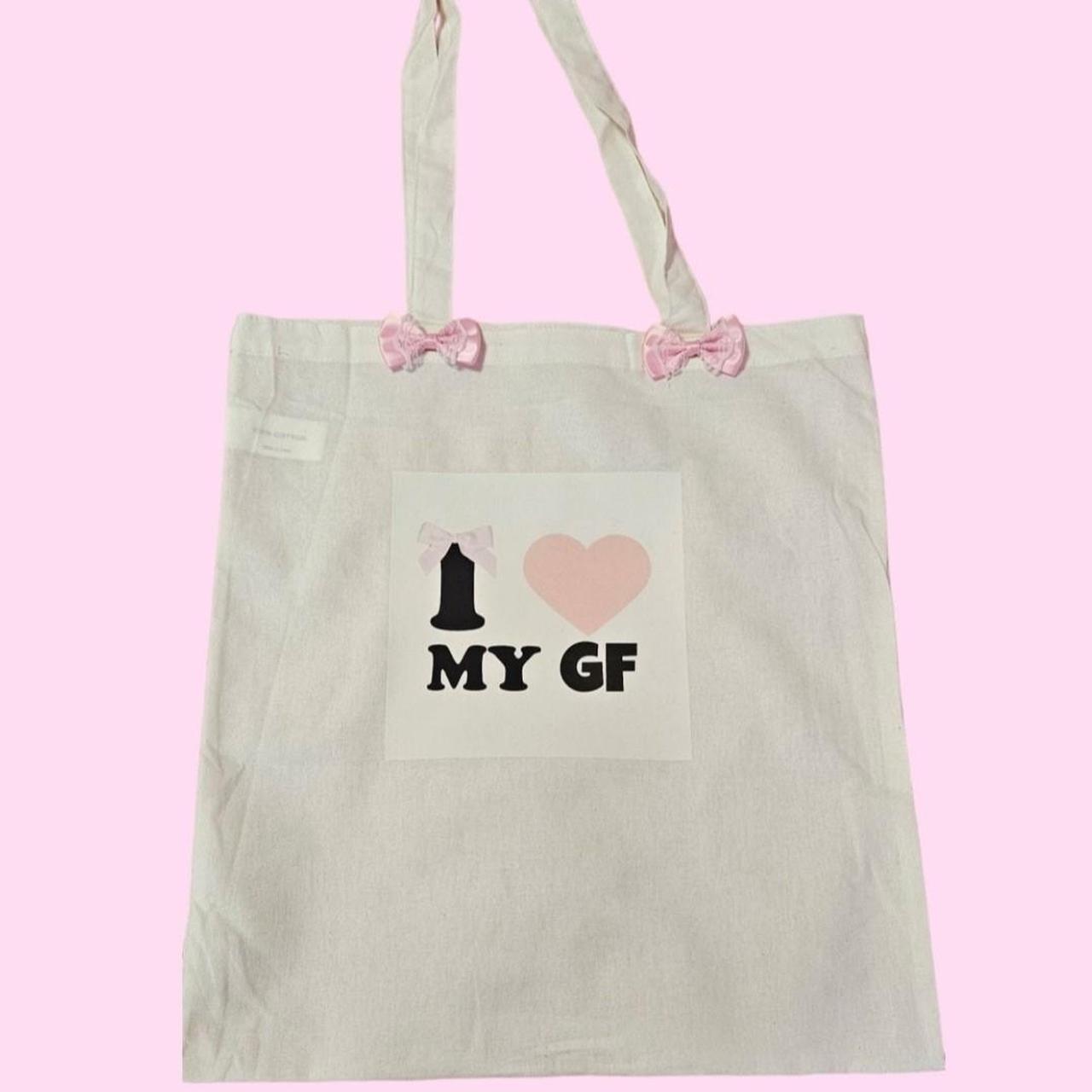 🎀I love my GF tote bag🎀 🎀Handmade by me🎀 #coquette... - Depop