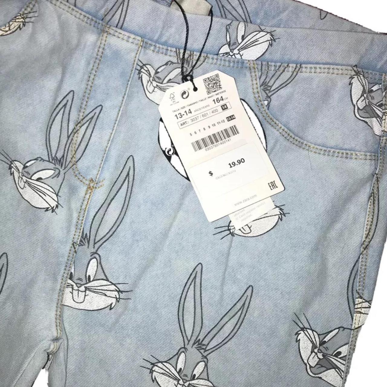 NWT ZARA Girls WB Bugs Bunny Light blue Stretch... | Depop