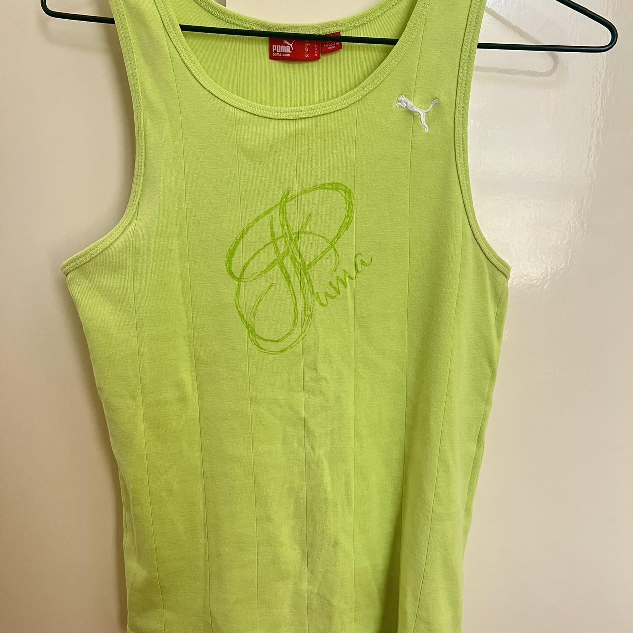 vintage puma tank top green amazing condition ... - Depop