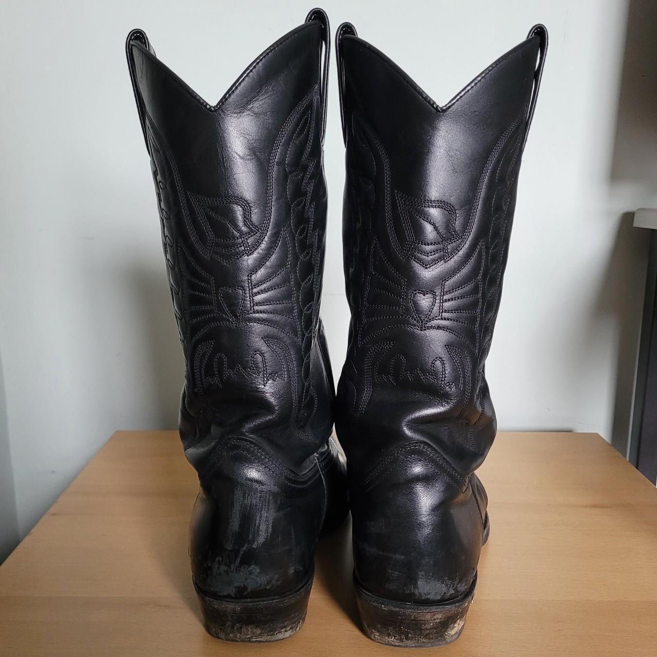 Shin high leather cowboy boots Black Mens 10.5 I... - Depop