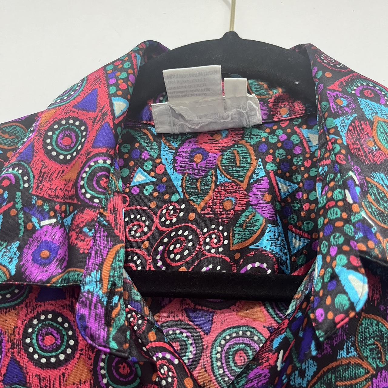 1980s silk long sleeve super funky and cute... - Depop