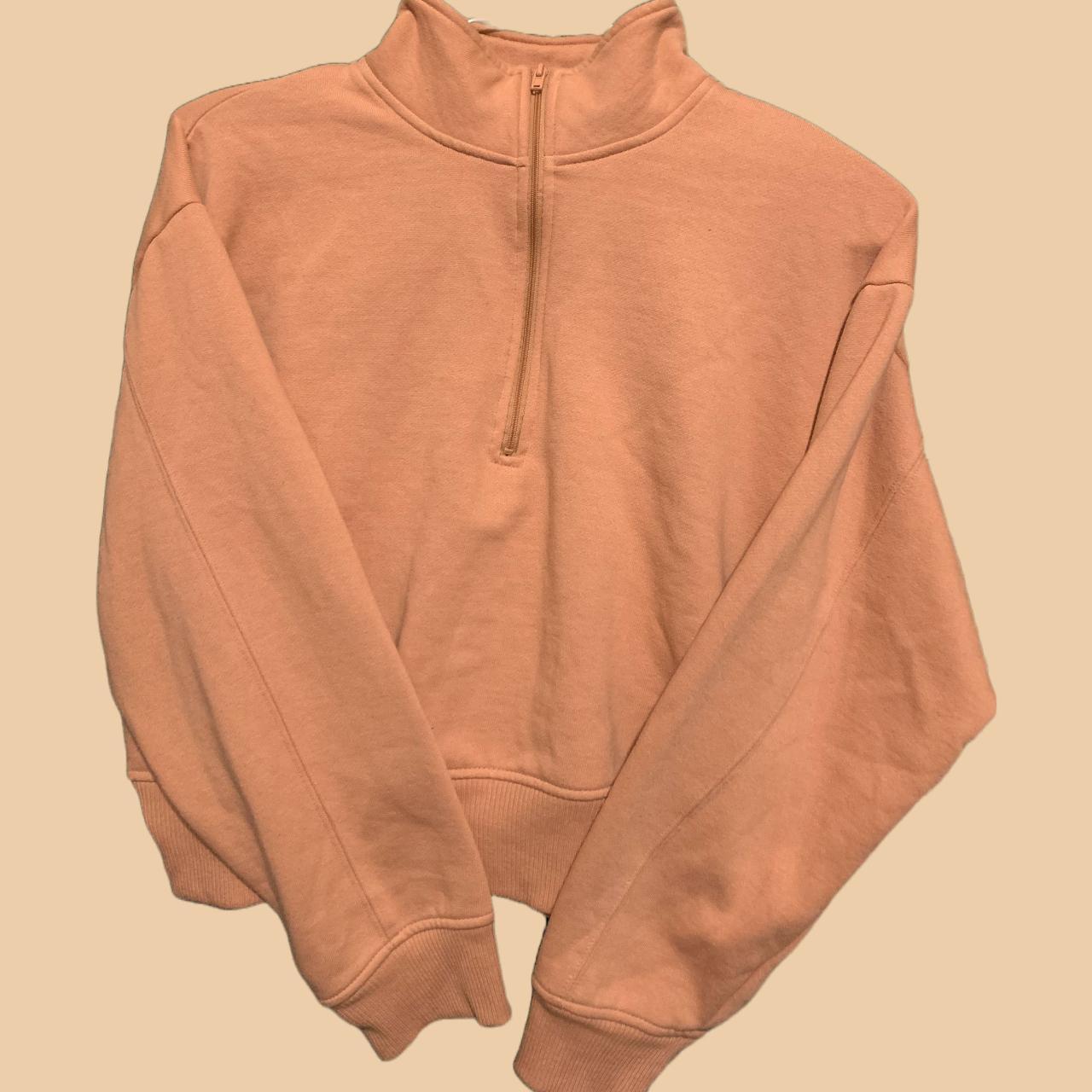 Light orange/tan short half-zip jacket light... - Depop