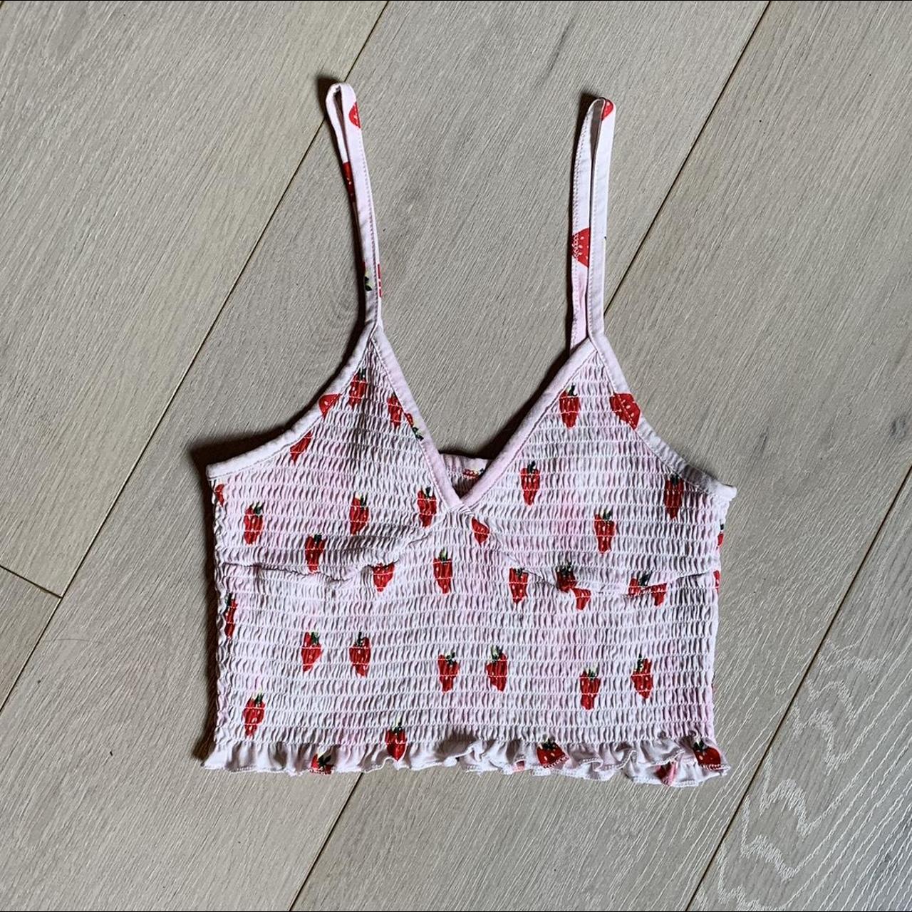 cutesy strawberry tank top, super stretchy so fits... - Depop