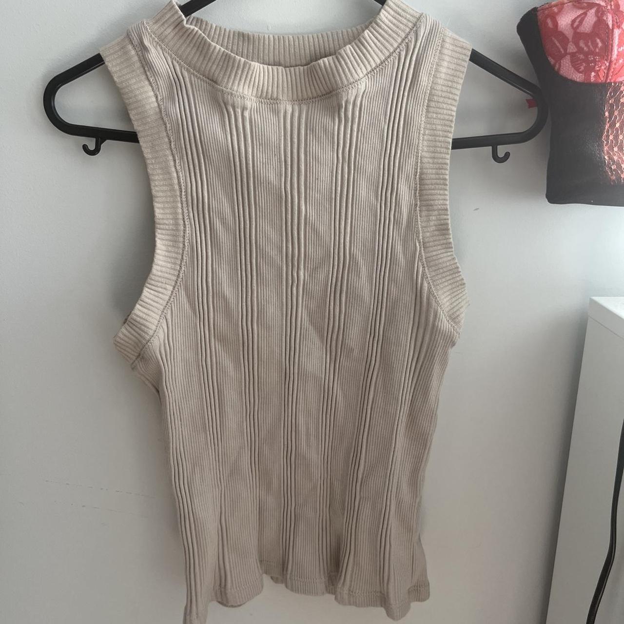 Zara textured beige tank top size S. Really cute fit - Depop