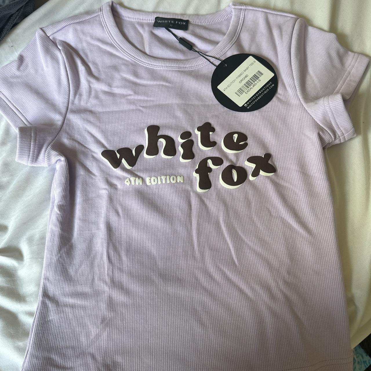Selling white fox 4th edition ribbed baby tee. Size... - Depop