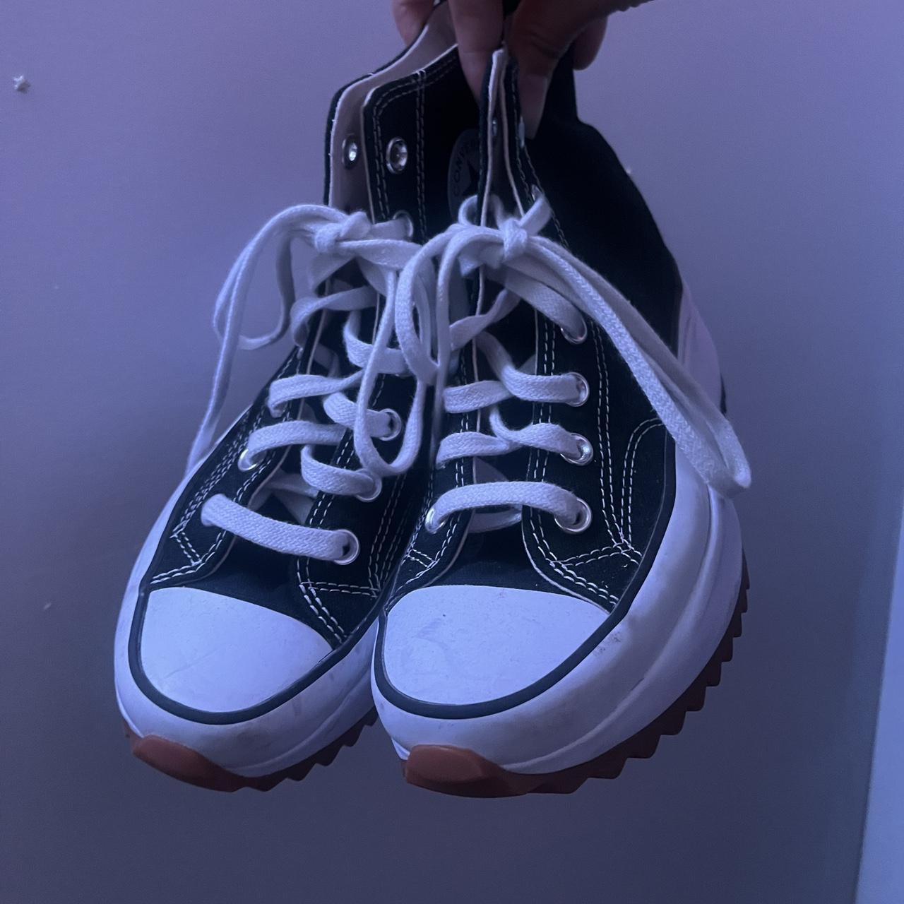 Converse black run star hike high top worn only 2-3... - Depop