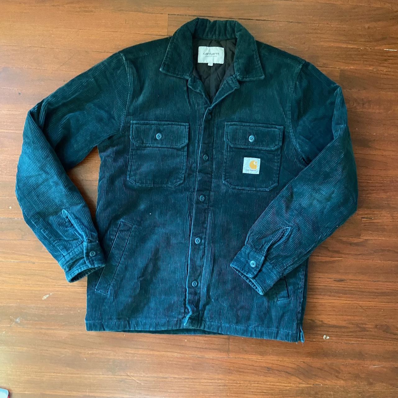 Dark green corduroy Carhartt jacket P2P: 20 Length:... - Depop
