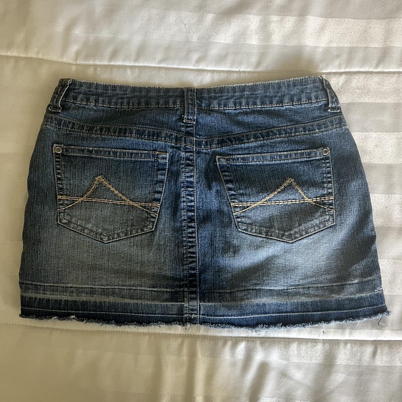 denim mini skirt waist is 15 inches flat i usually... - Depop