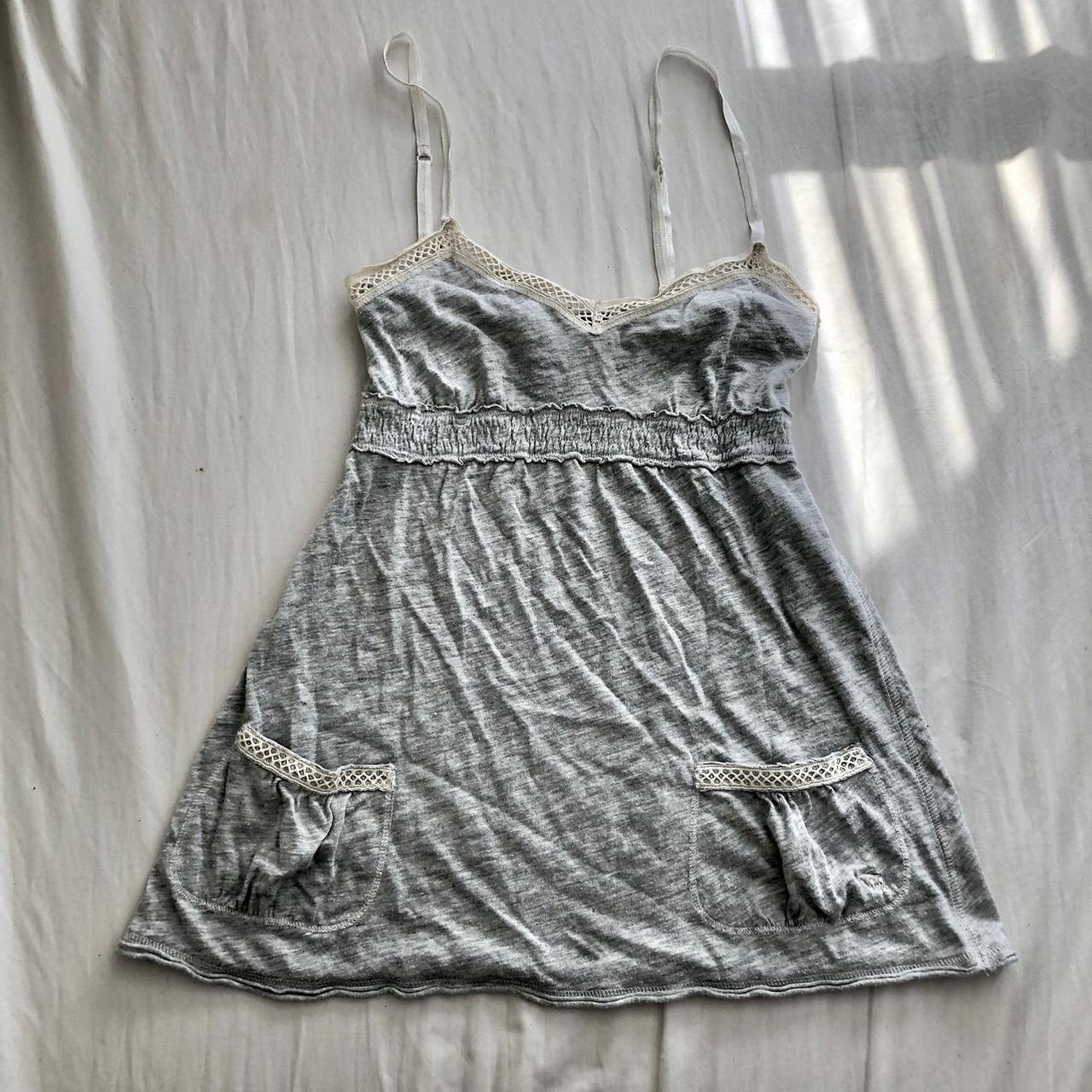 vintage abercrombie & fitch babydoll grey cami... - Depop