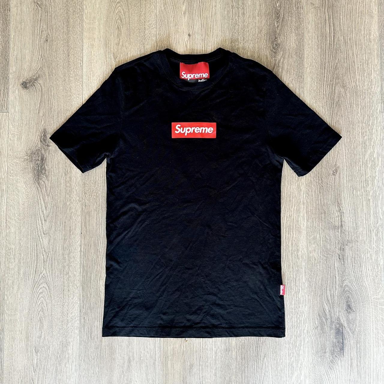 Supreme black & red box logo T-shirt. - Depop