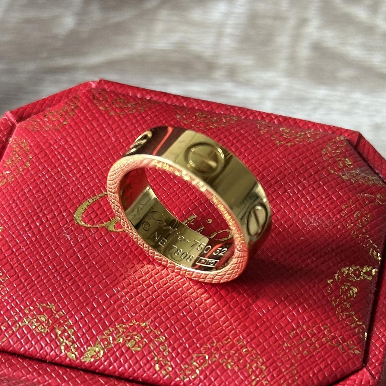 Unisex fake gold Cartier love ring size K 1/2 never... - Depop