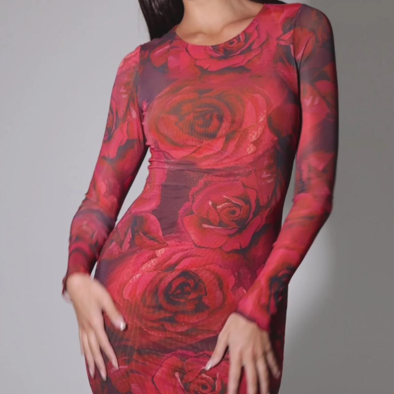 SLA rose long sleeve dress. Brand new, never worn. - Depop