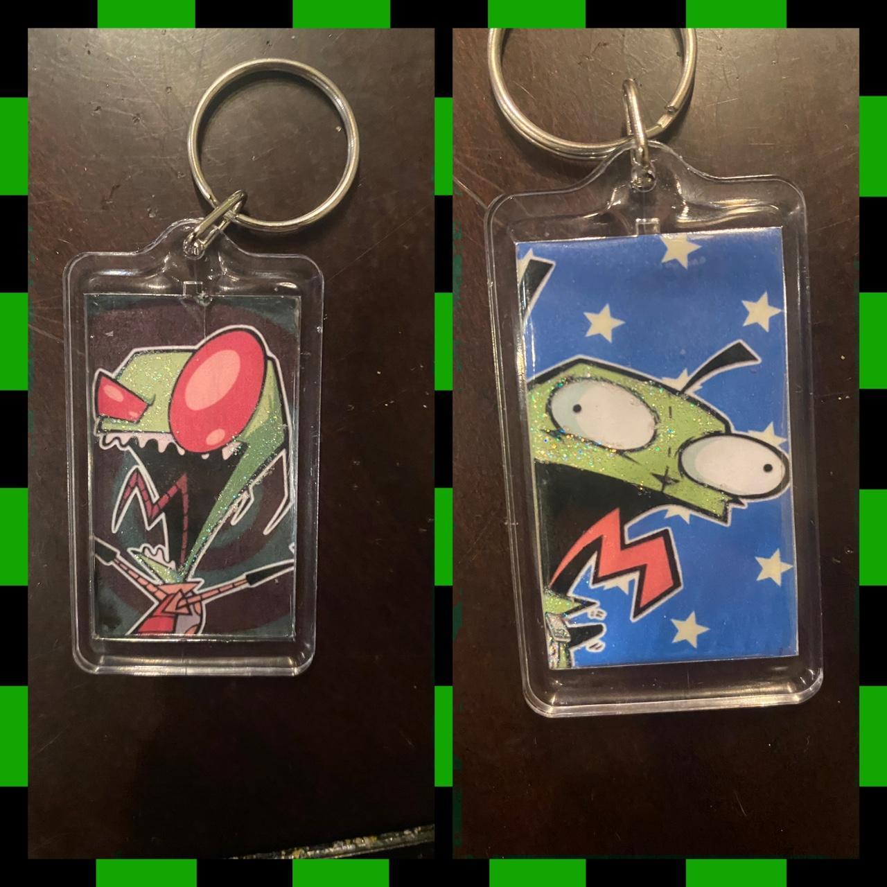 ⭐︎☆ Double-sided sparkly Invader Zim keychain... - Depop