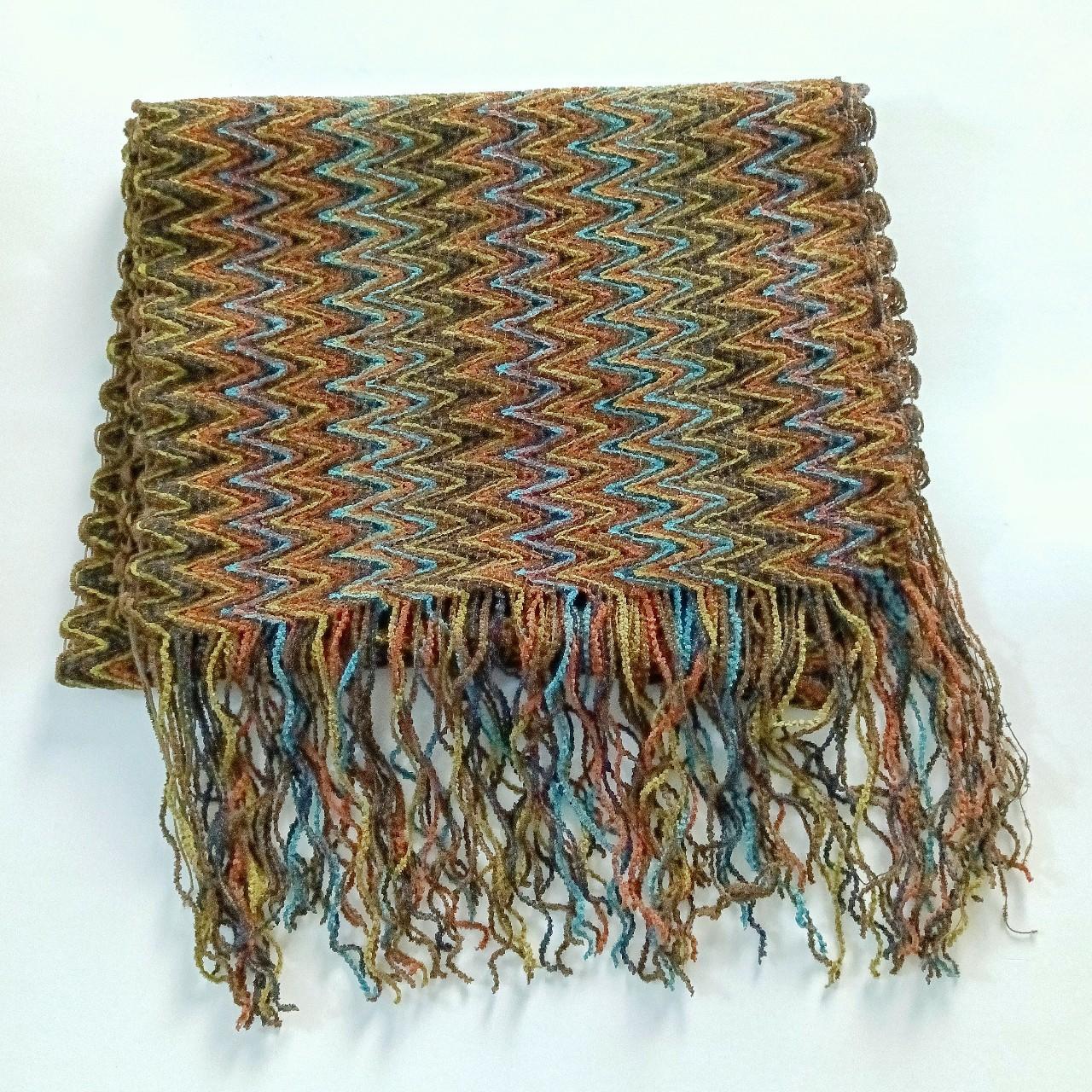 Wavy Scarf Y2K style earth tone velour wavy... - Depop