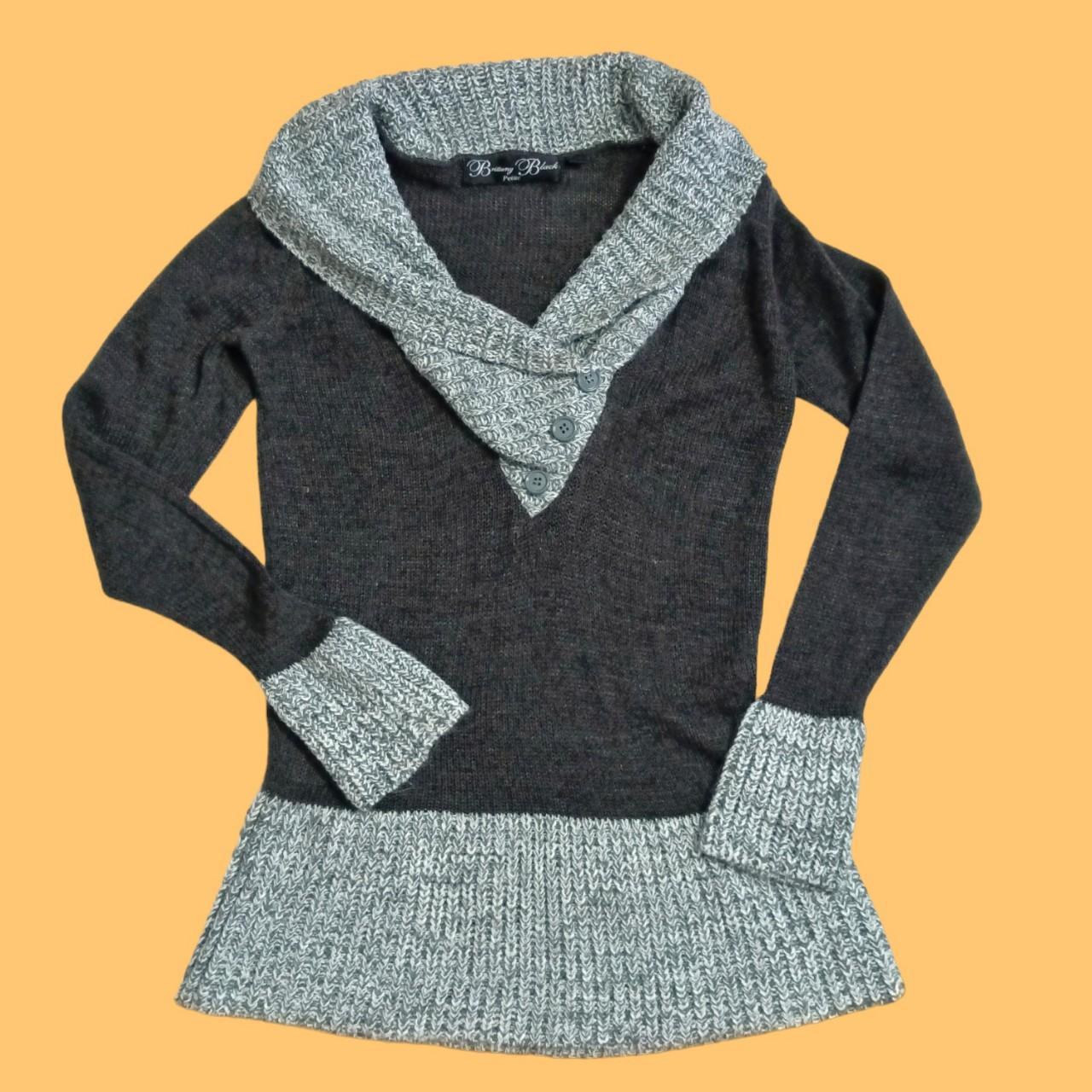 Brittany Black Sweater Grey on grey sweater with... - Depop
