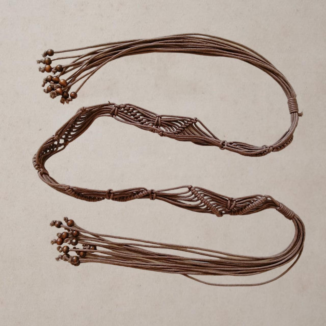 Macrame Belt Brown macrame rope belt with butterfly... | Depop