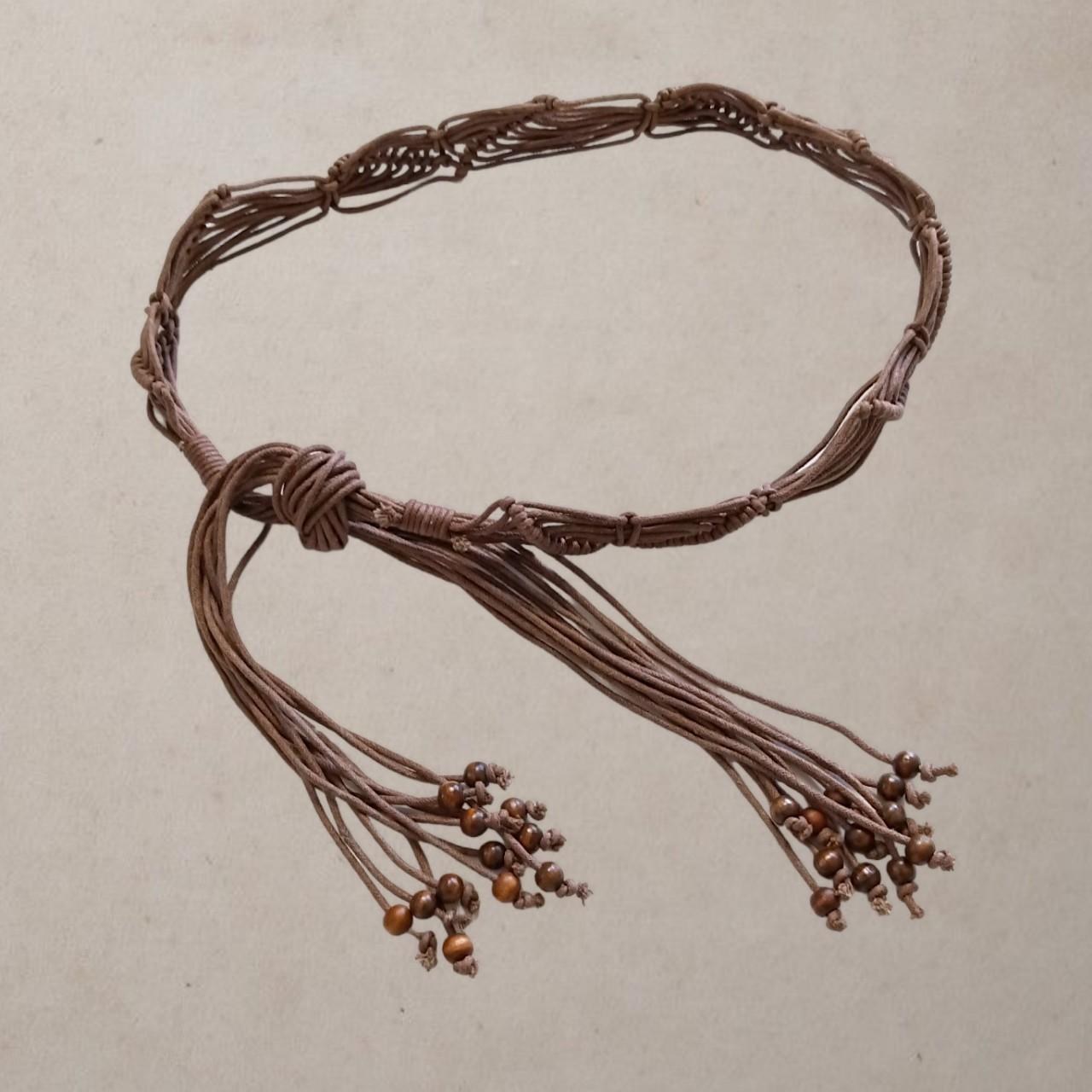Macrame Belt Brown macrame rope belt with butterfly... | Depop