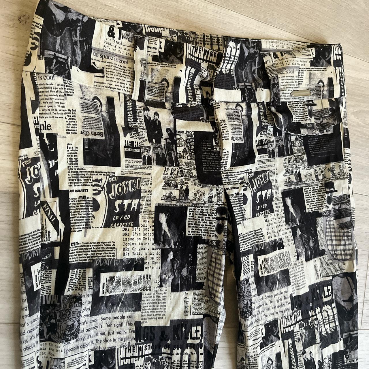 Urban Outfitters Newspaper Print Flares Small New... - Depop