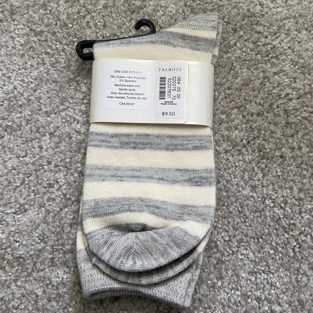 Talbots Women's Grey and White Socks | Depop