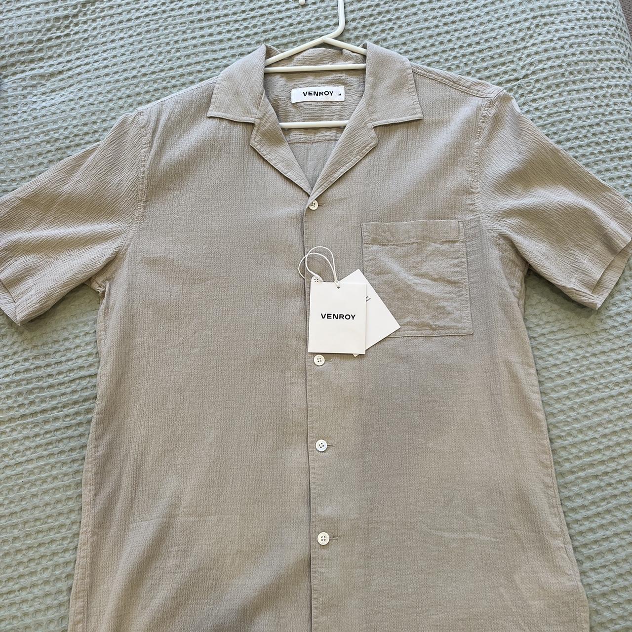 Venroy seersucker camp collar shirt - size medium - Depop