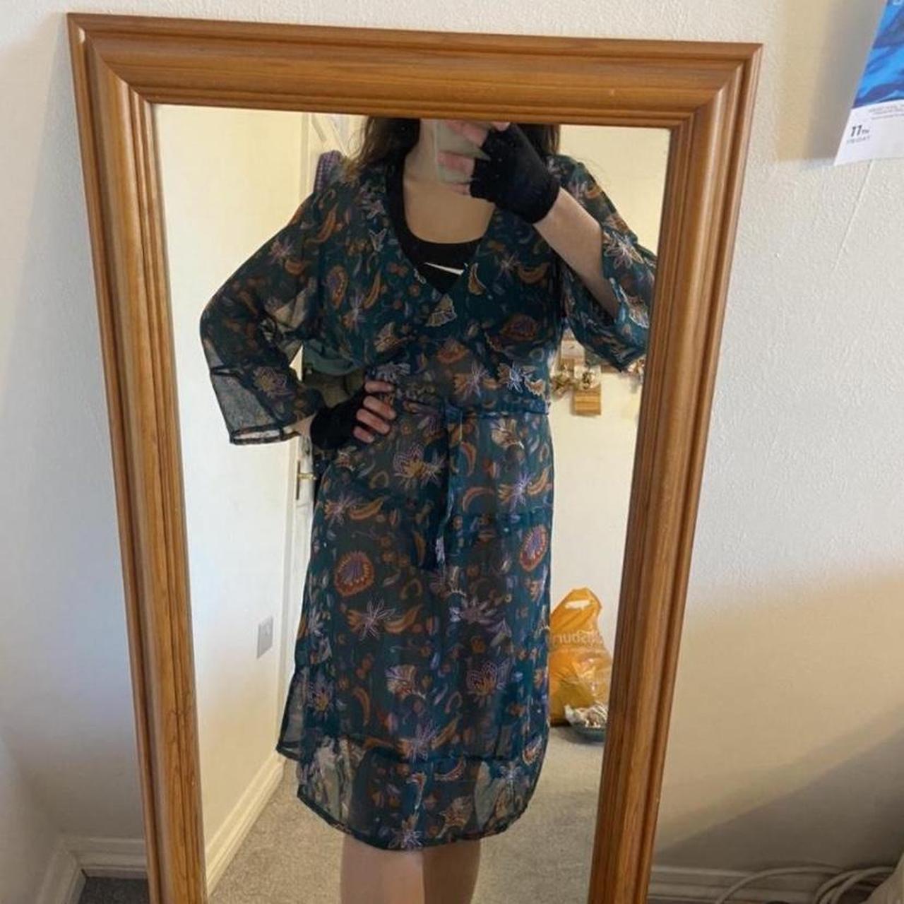 Mesh funky beach throw over Green purple... - Depop