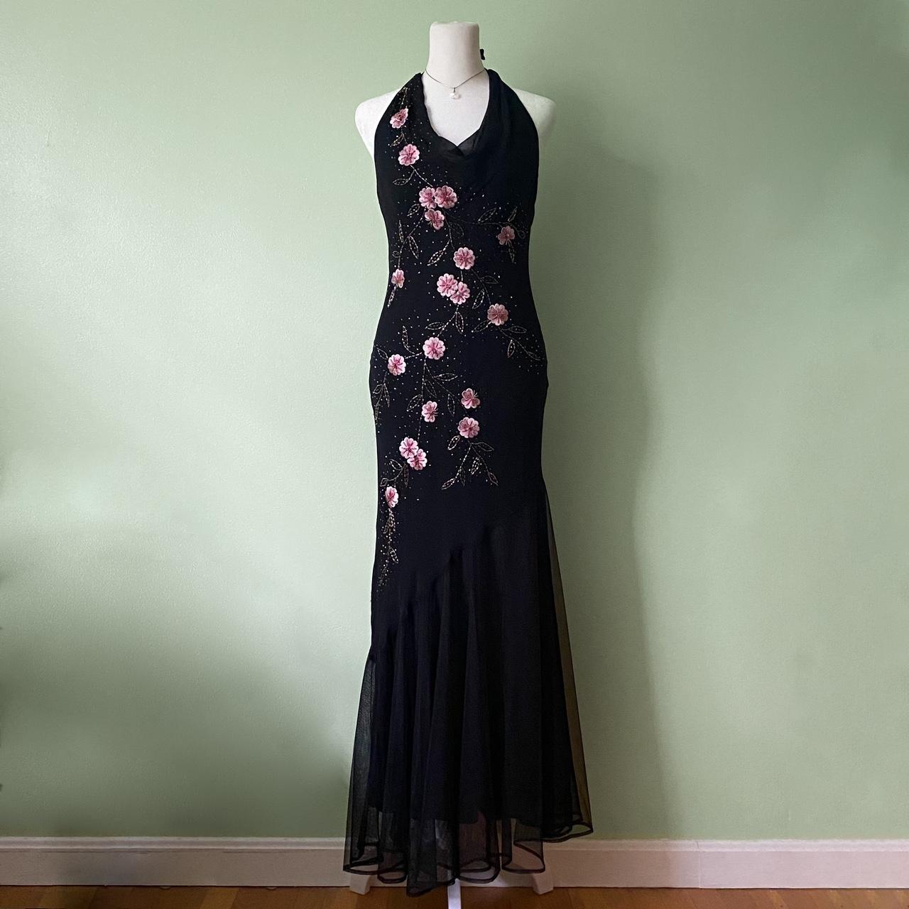 Xscape Vintage Silk Dark Fairy Dress Stunning 90s... - Depop