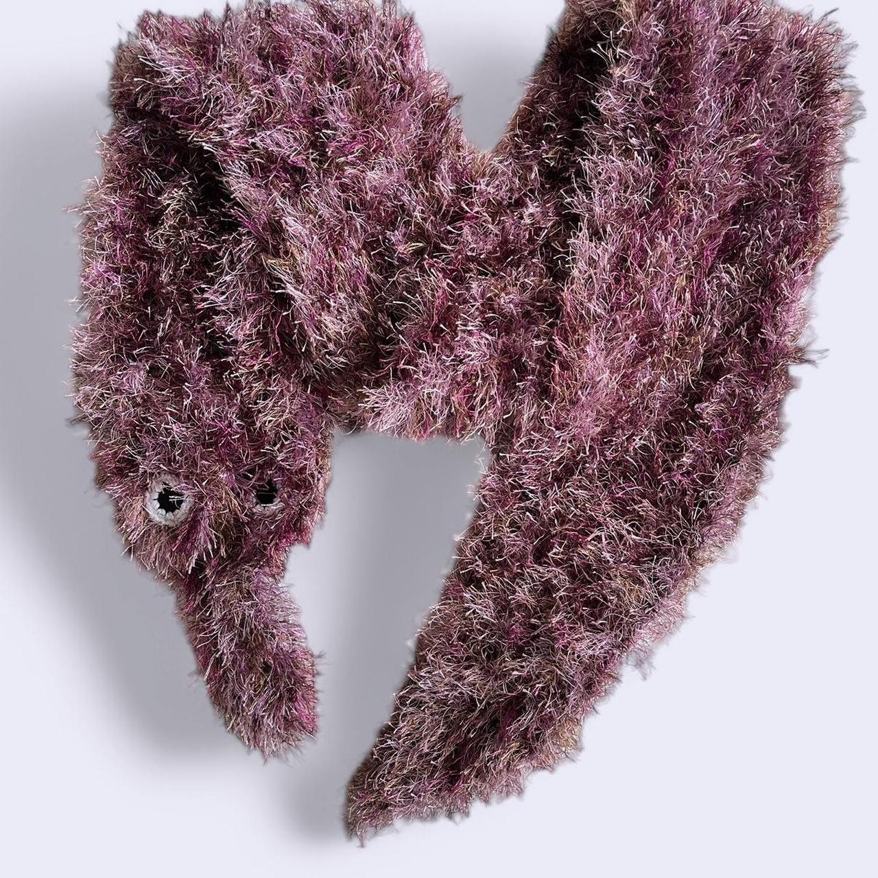 crochet purple worm-on-a-string scarf, handmade by... | Depop