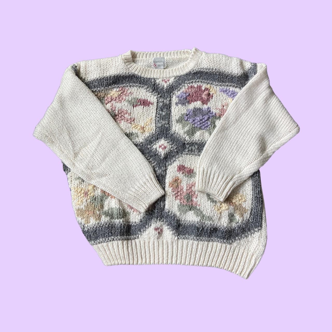 Vintage 90s Floral Knit Swearer 🔥 🔥 Brand: Hasting... - Depop