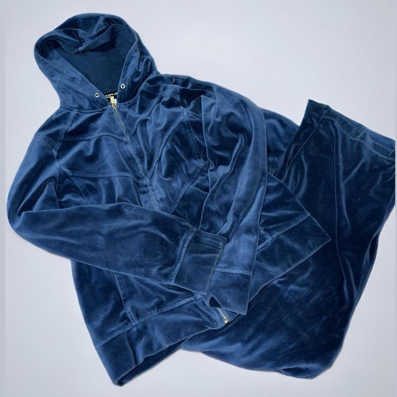 Blue velvet track suit Women’s Small top&bott... - Depop