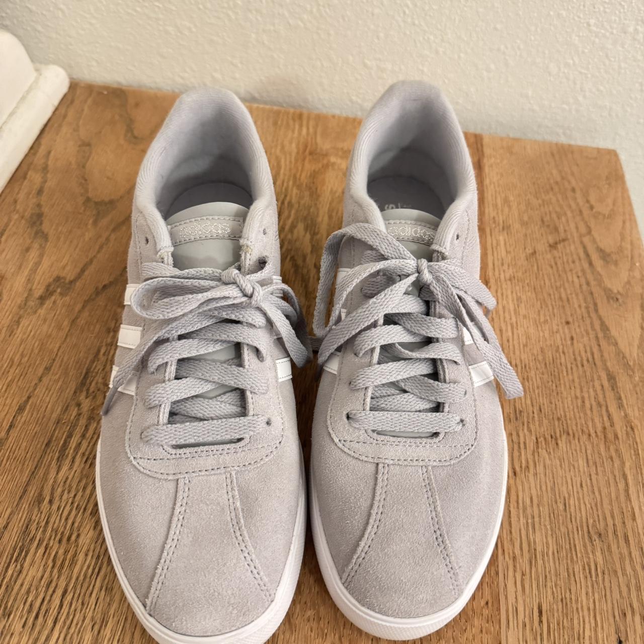 light grey adidas tennis shoes brand new never been... - Depop