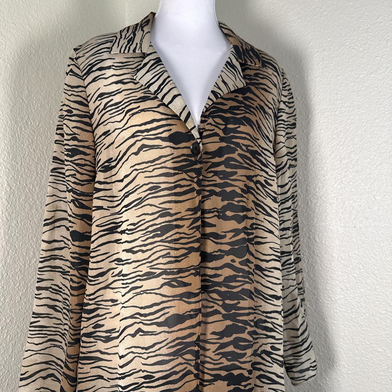Vintage Helen Blake Tiger print 3/4 sleeve maxi... | Depop