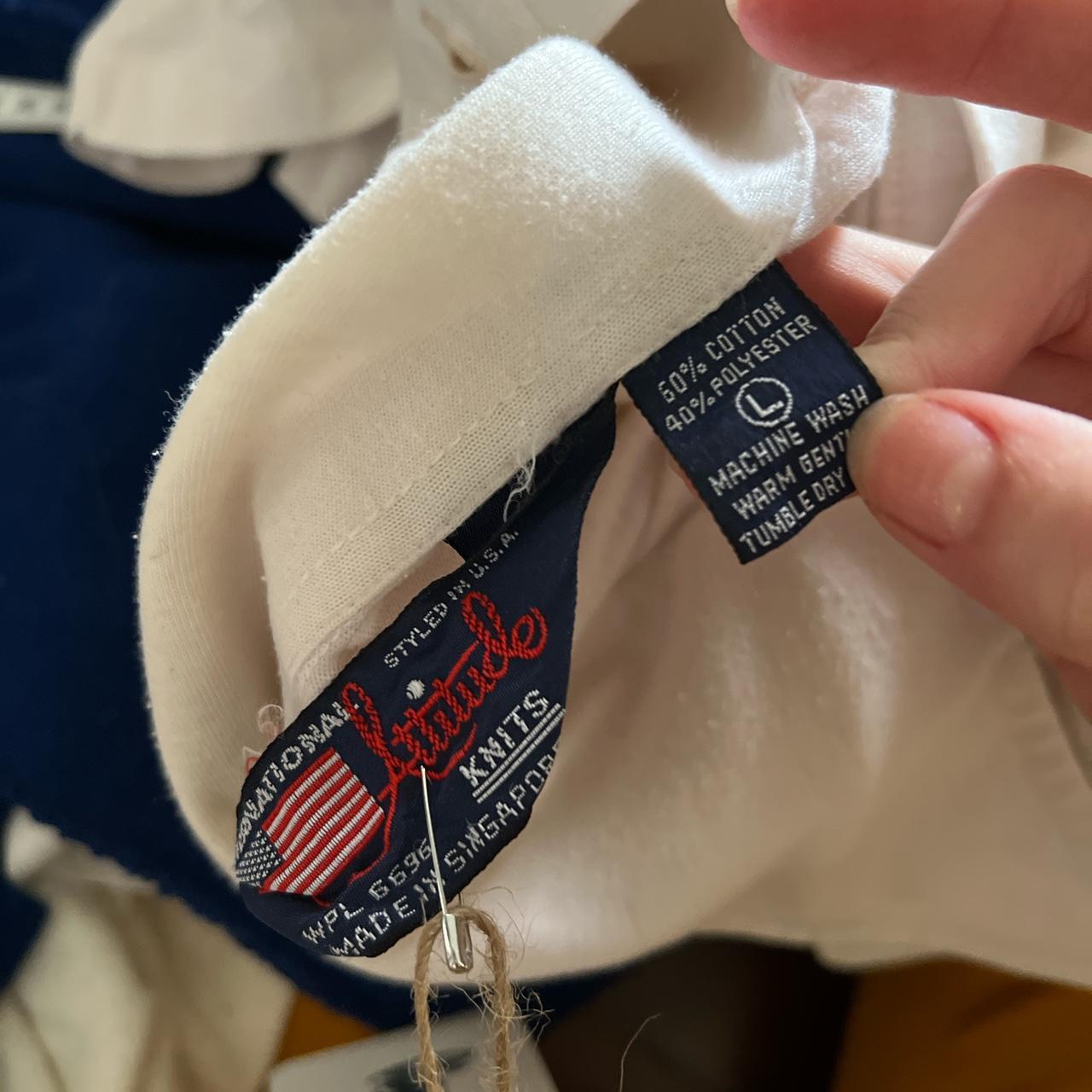 70s vintage dagger collar polo White poly cotton... - Depop