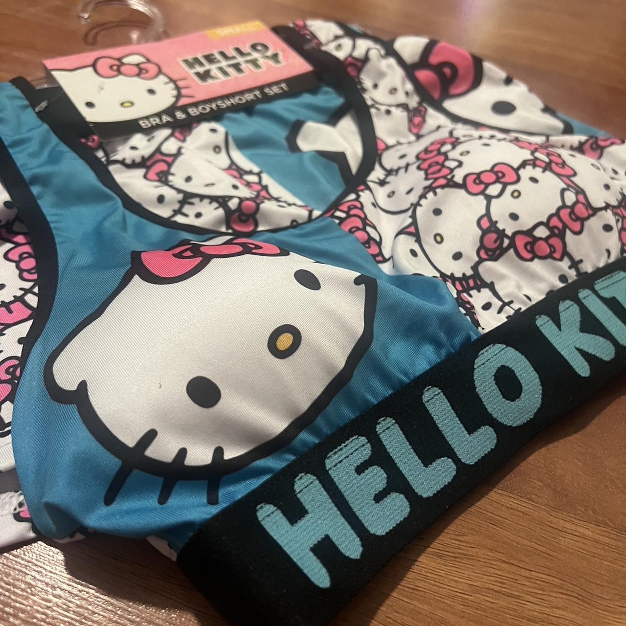 Hello Kitty blue and pink boys shorts + bra set... - Depop