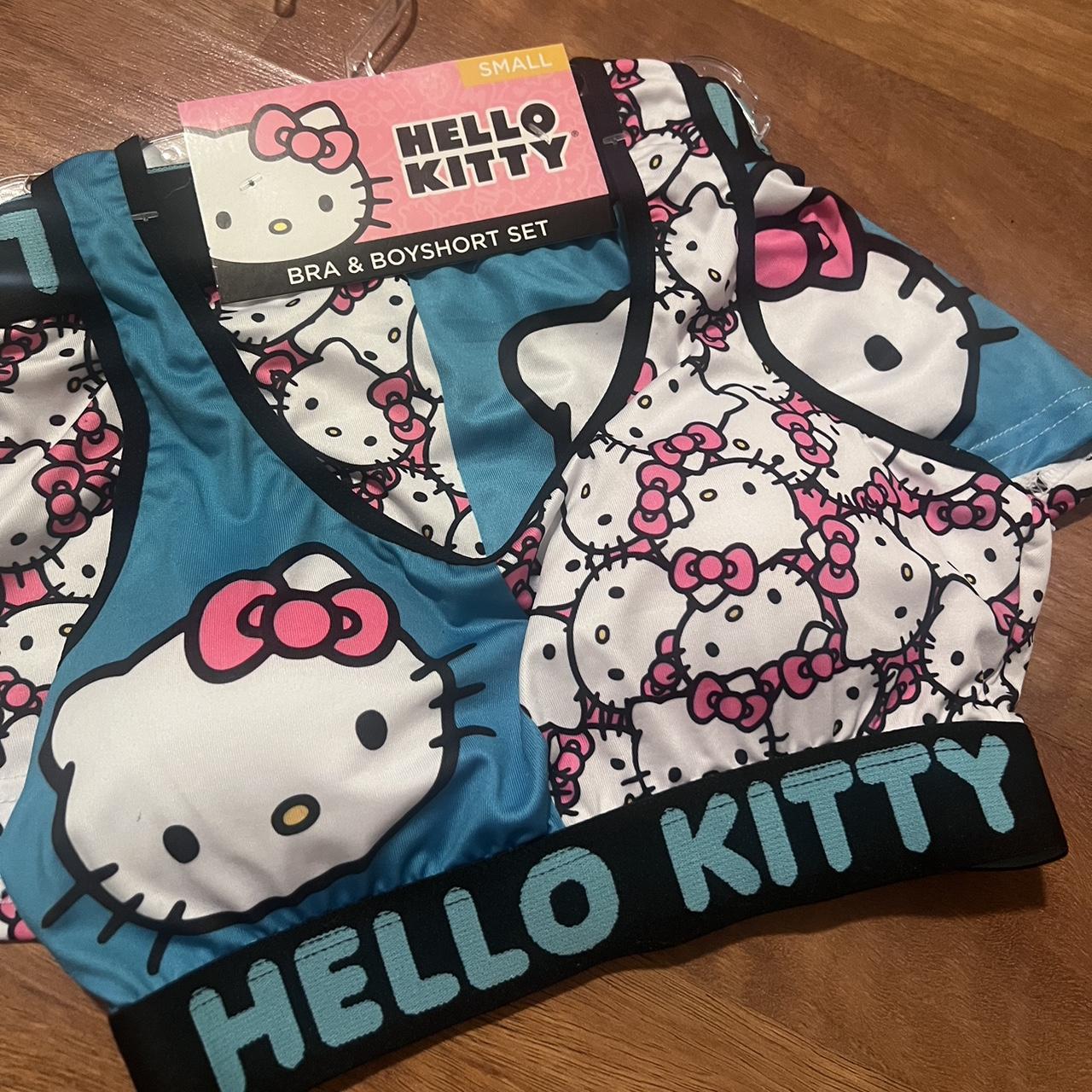 Hello Kitty blue and pink boys shorts + bra set... - Depop