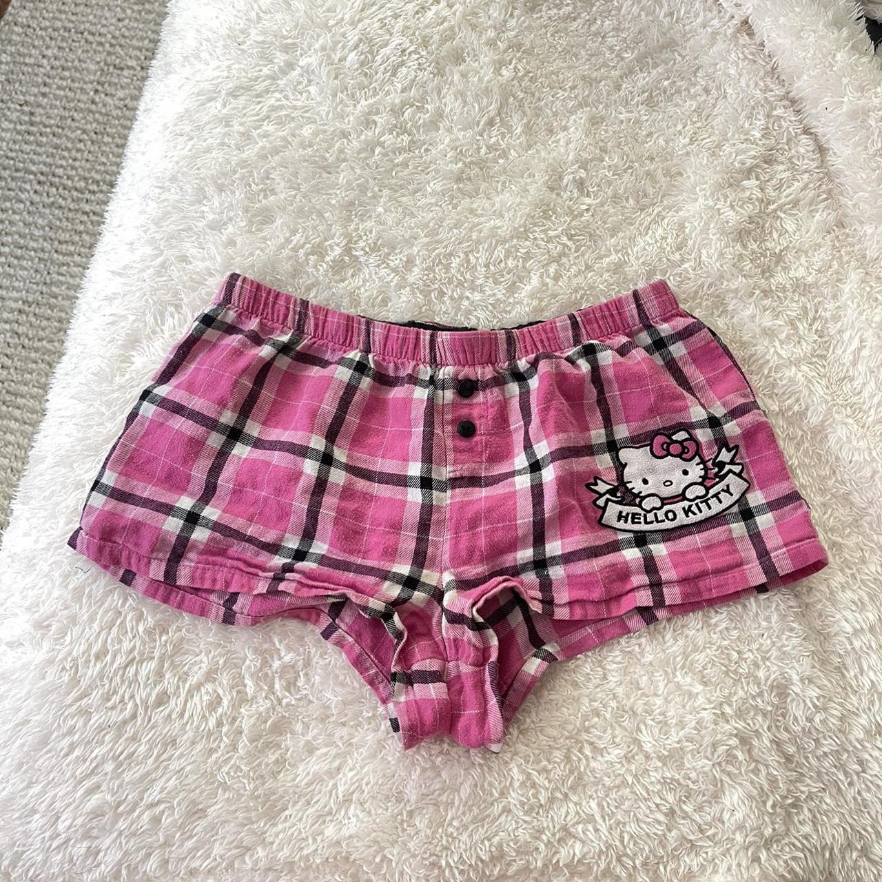 Hello Kitty Plaid Booty Shorts Size Xss Super Y2k Depop