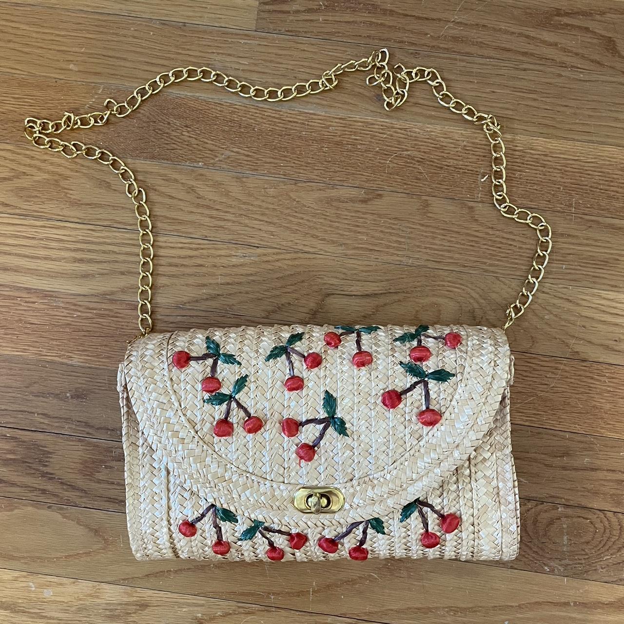 ModCloth Women's Tan and Red Bag | Depop