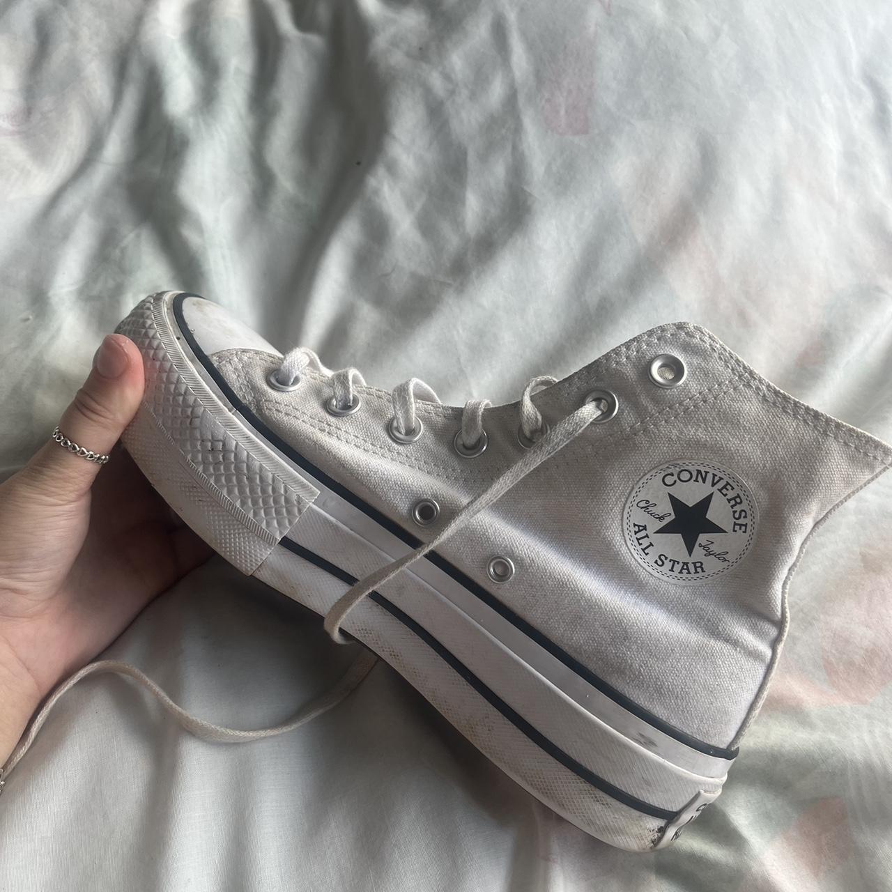 White platform converse Just need a good clean Size 4 - Depop