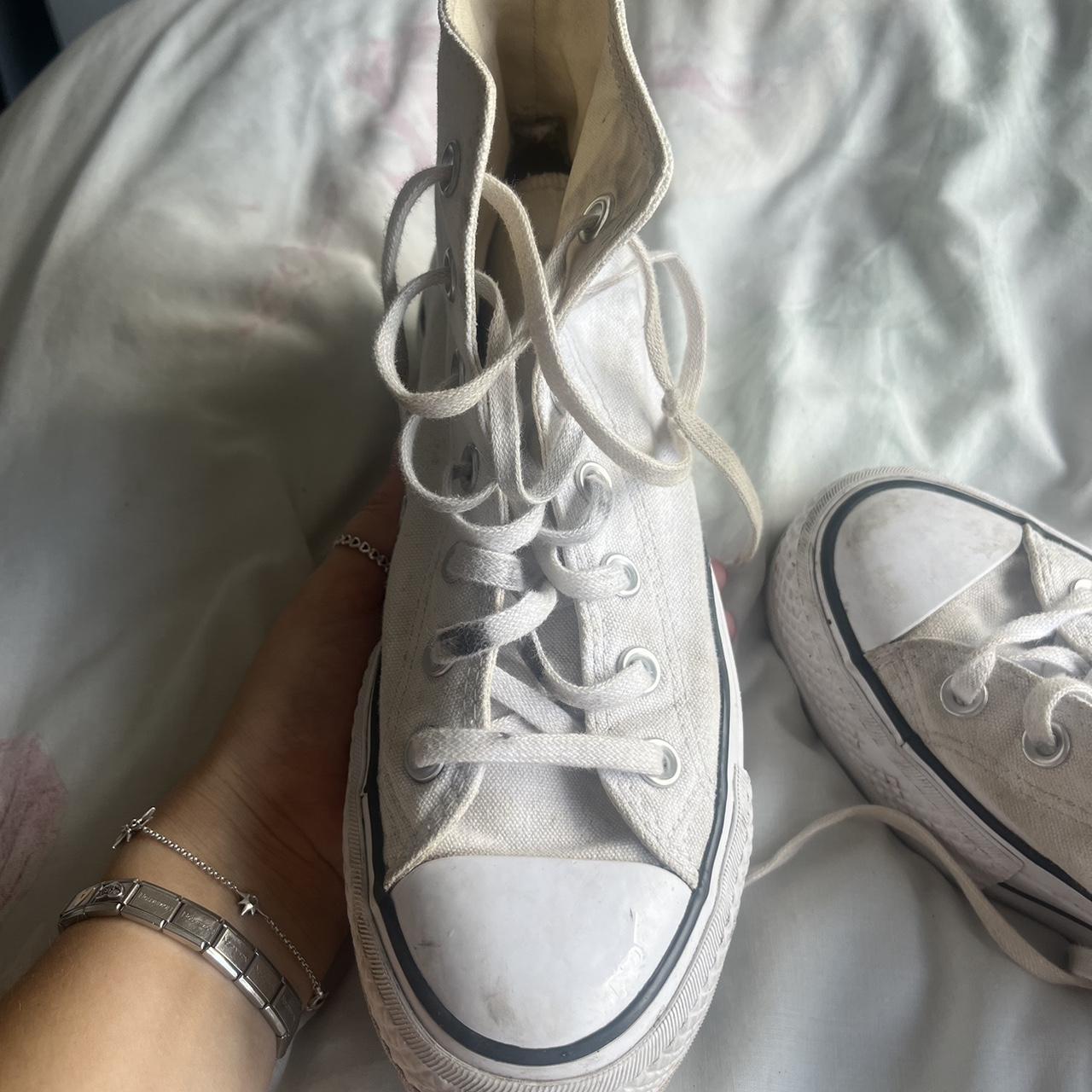White platform converse Just need a good clean Size 4 - Depop