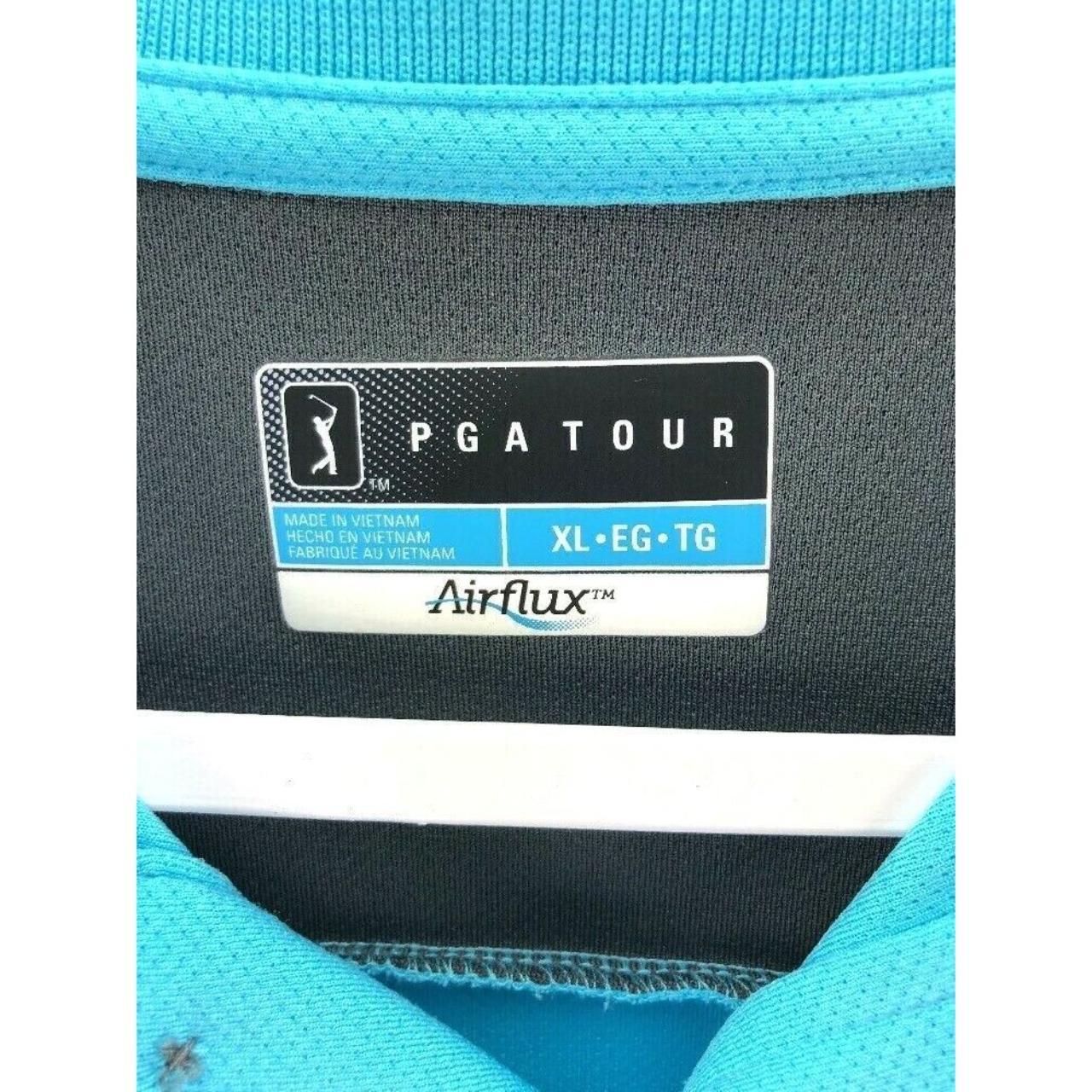 PGA TOUR AIRFLUX BLUE BLACK SHORT SLEEVE BUTTONS... - Depop