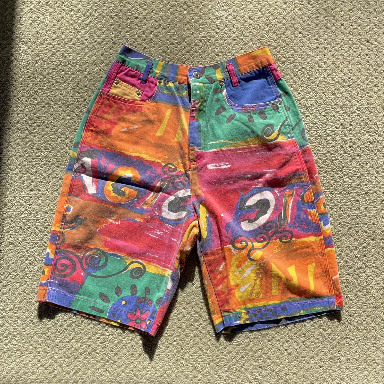 Vintage Retro Funky Shorts Waist: 26 inch Mid... - Depop