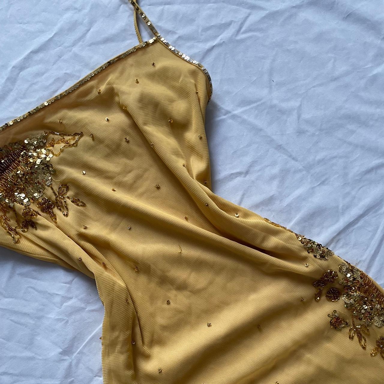 Vintage yellow golden embellished dress Vinatge... - Depop