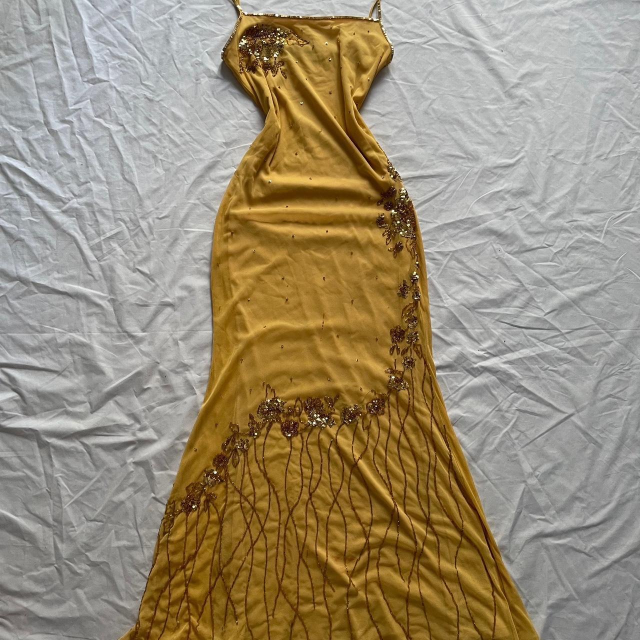 Vintage yellow golden embellished dress Vinatge... - Depop